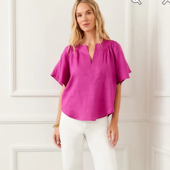 Karen Kane | Tops | Karen Kane Nwt In The Garden Flutter Sleeve Linen ...